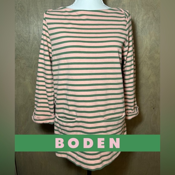 Boden | Tops | Boden Pink And Green Striped Top | Poshmark